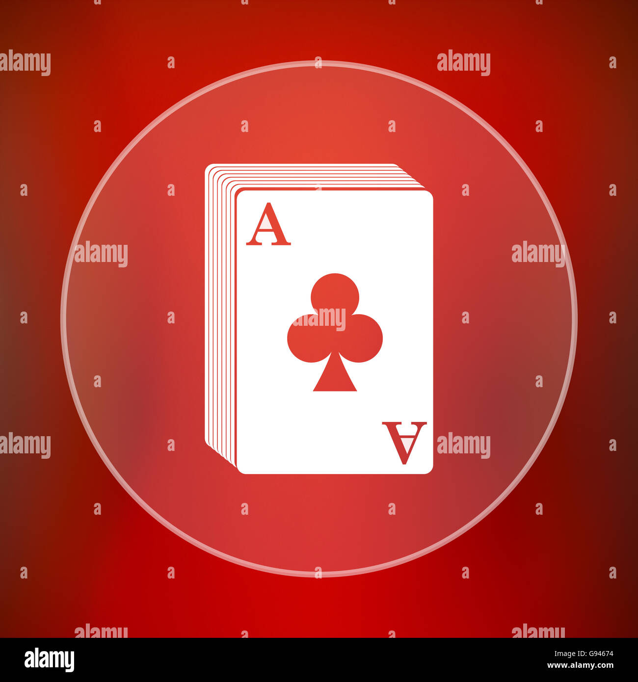 Deck of cards icon. Internet button on red background Stock Photo - Alamy