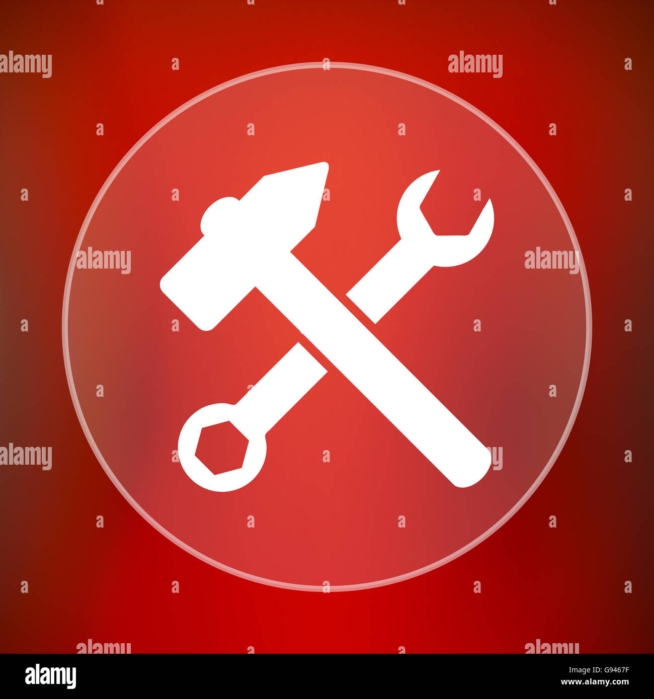 Tools icon. Internet button on red background Stock Photo - Alamy