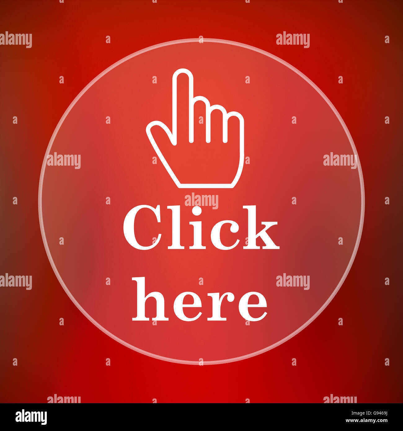 Click here icon. Internet button on red background Stock Photo - Alamy