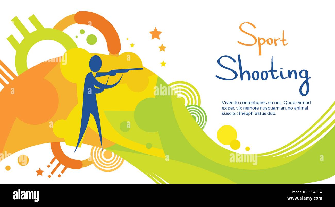 Shooting Athlete Sport Competition Colorful Banner Stock Vector Image ...