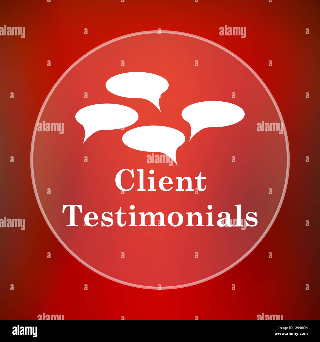 Client testimonials icon. Internet button on red background Stock Photo ...