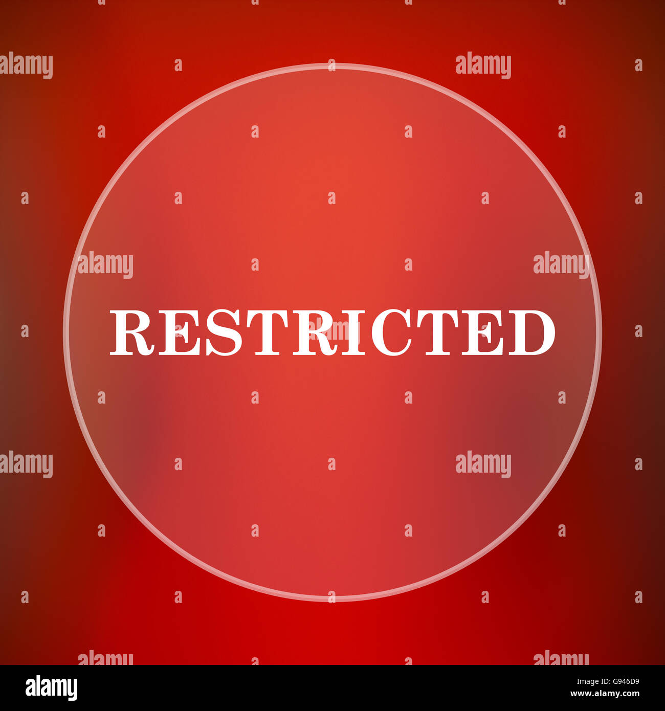 Restricted icon. Internet button on red background Stock Photo - Alamy