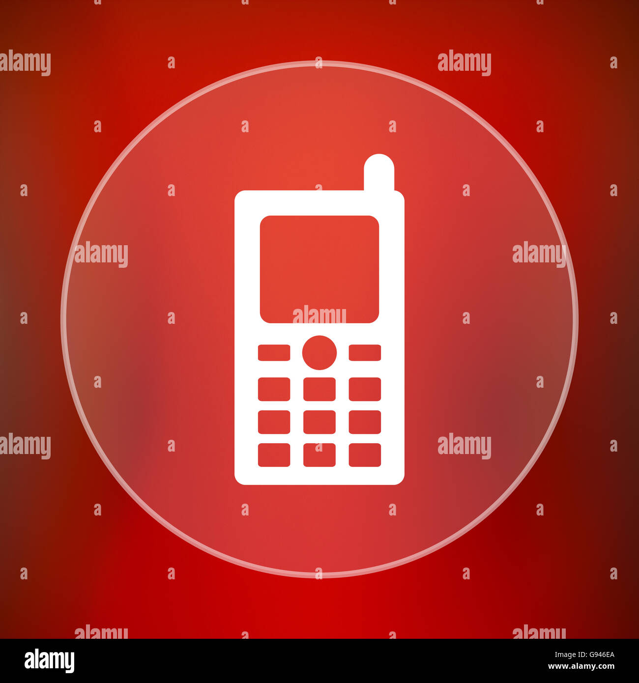 Mobile phone icon. Internet button on red background Stock Photo - Alamy