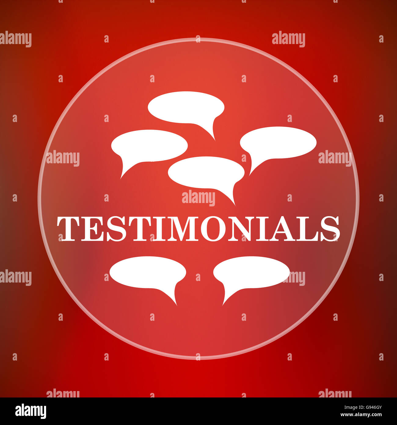 Testimonials icon. Internet button on red background Stock Photo - Alamy