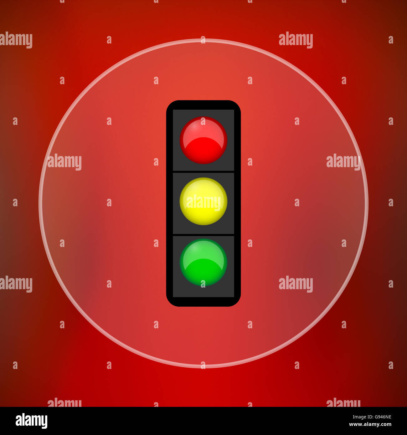 Traffic light icon. Internet button on red background Stock Photo - Alamy