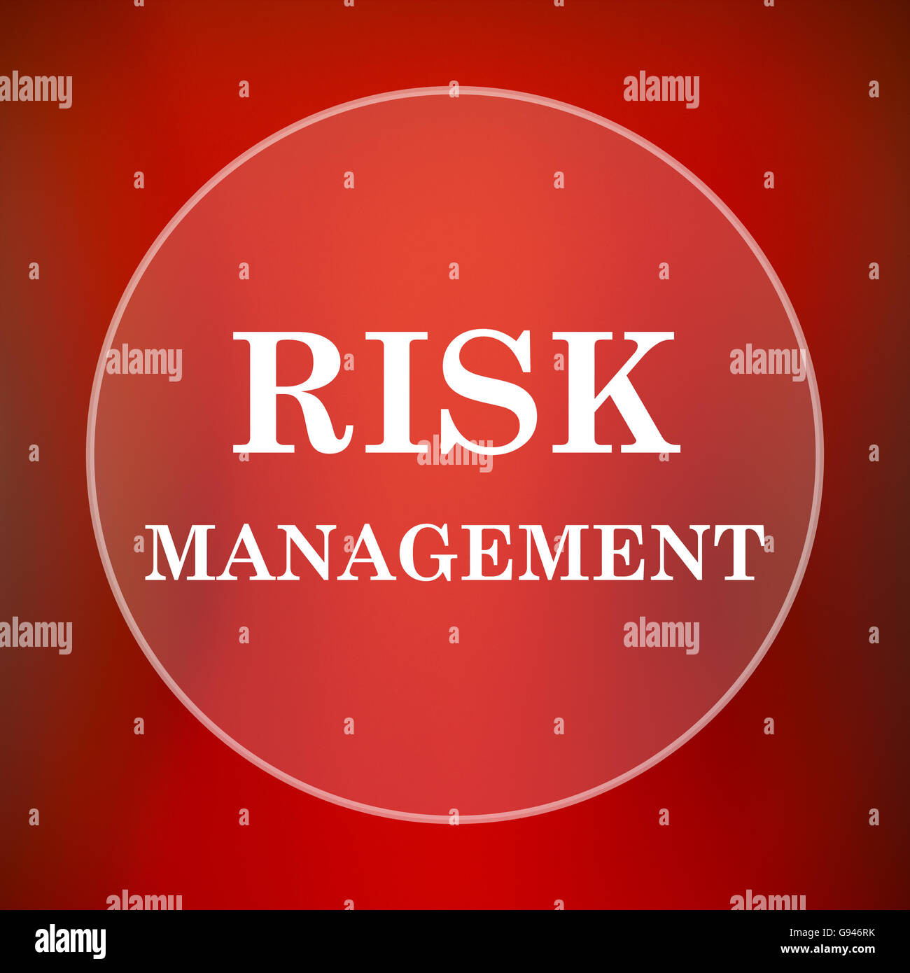 Risk management icon. Internet button on red background Stock Photo - Alamy