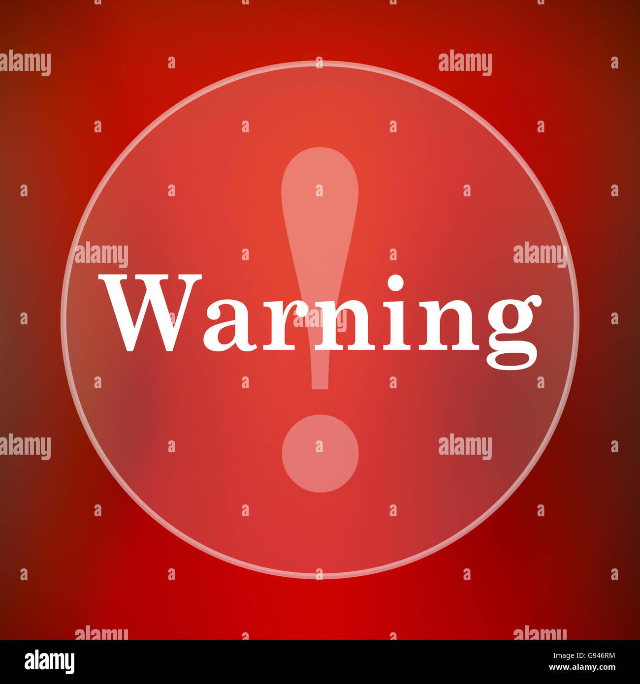 Warning icon. Internet button on red background Stock Photo - Alamy