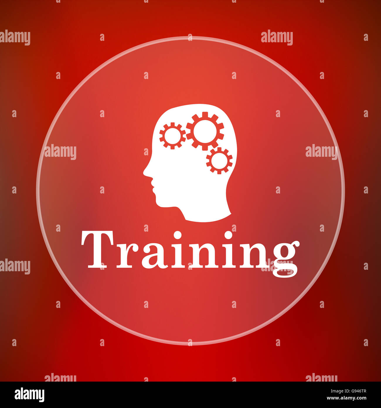 Training icon. Internet button on red background Stock Photo - Alamy