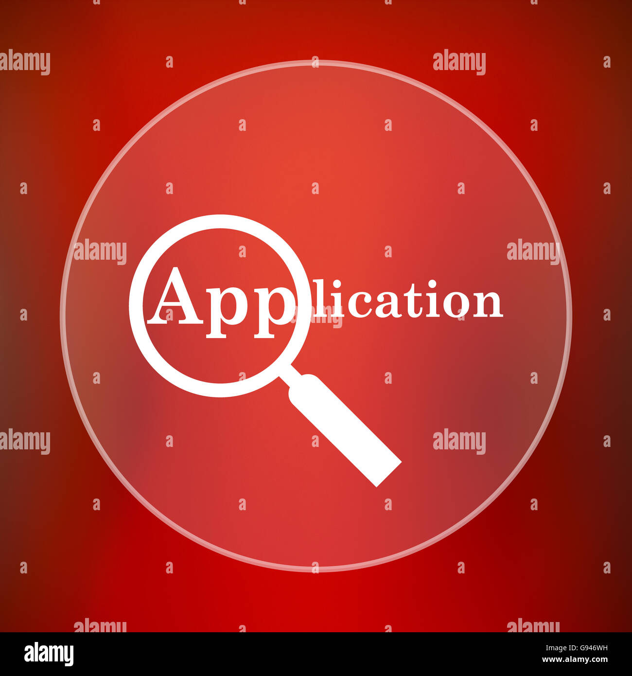 Application icon. Internet button on red background Stock Photo - Alamy