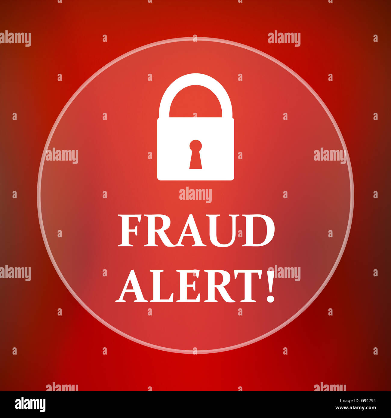 Fraud alert icon. Internet button on red background Stock Photo - Alamy