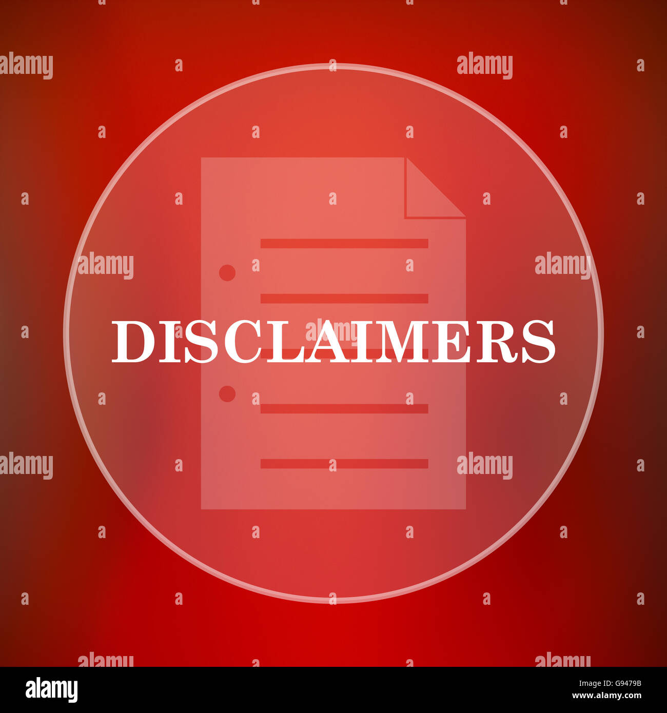 Disclaimers icon. Internet button on red background Stock Photo - Alamy