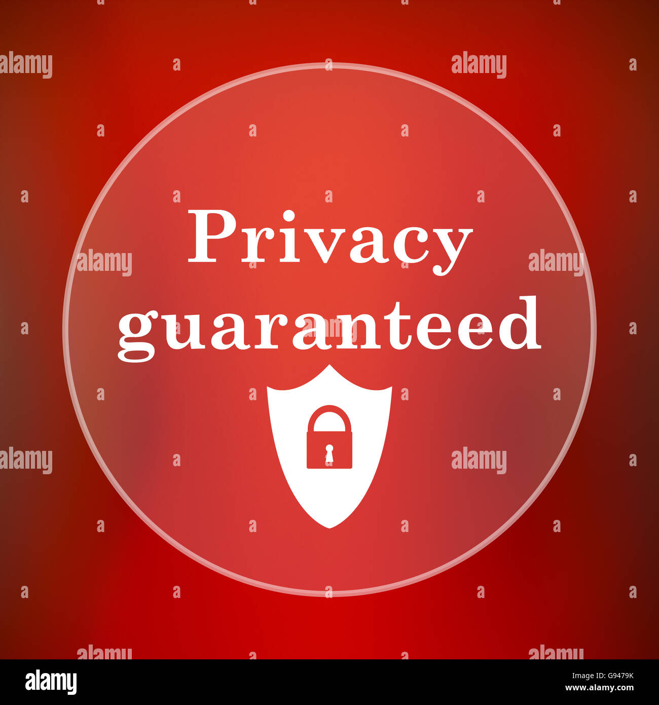 Privacy guaranteed icon. Internet button on red background Stock Photo ...