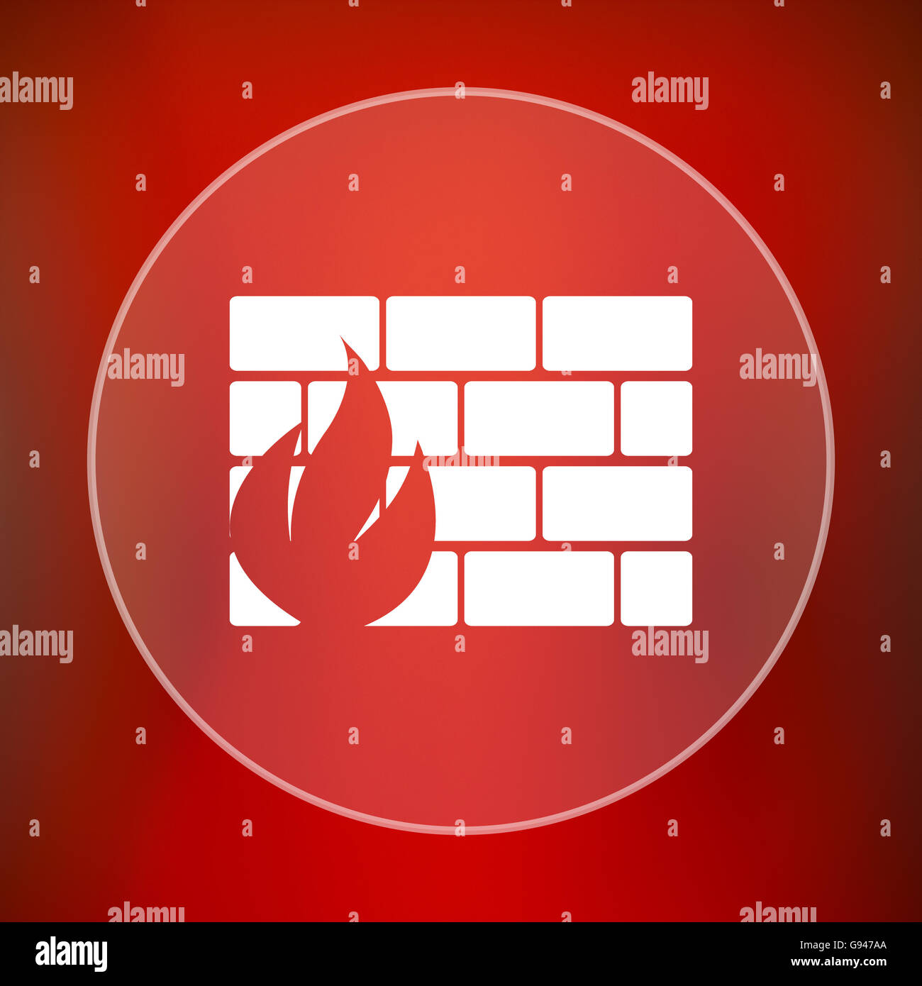 Firewall icon. Internet button on red background Stock Photo - Alamy