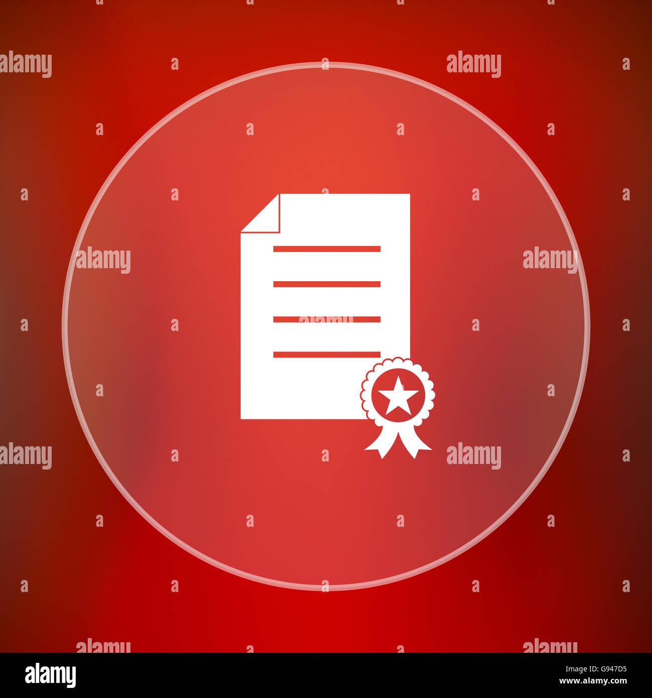 Certificate icon. Internet button on red background Stock Photo - Alamy