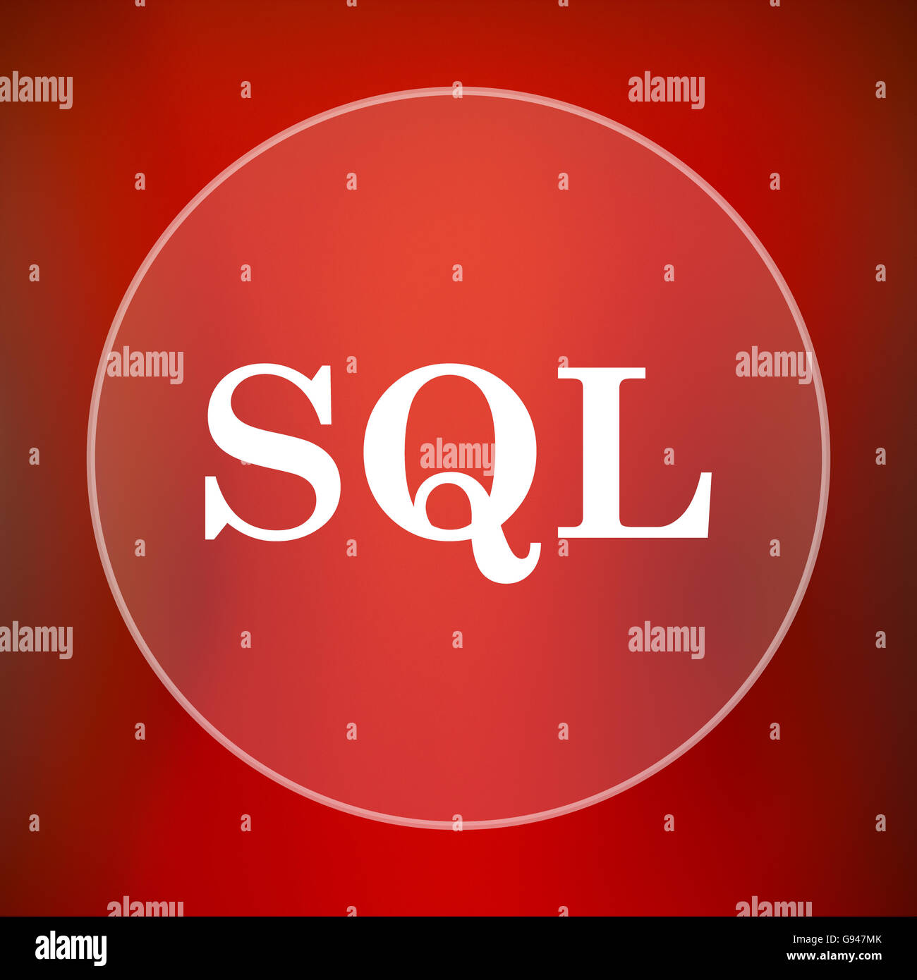 SQL icon. Internet button on red background Stock Photo - Alamy