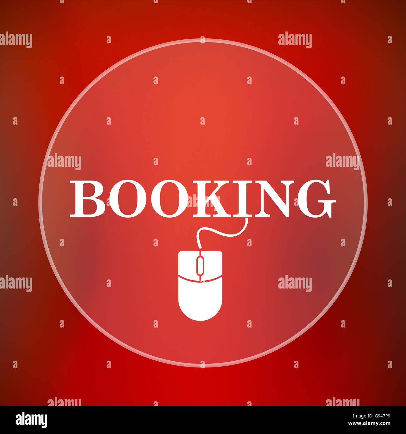 Booking icon. Internet button on red background Stock Photo - Alamy