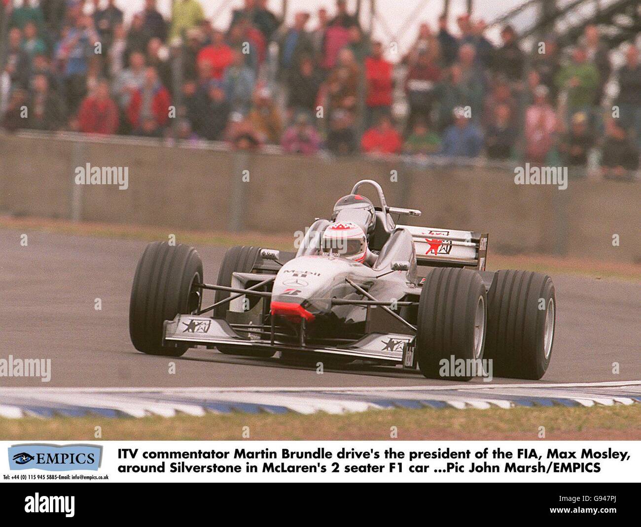 ITV commentator Martin Brundle drives the president of the FIA, Max ...