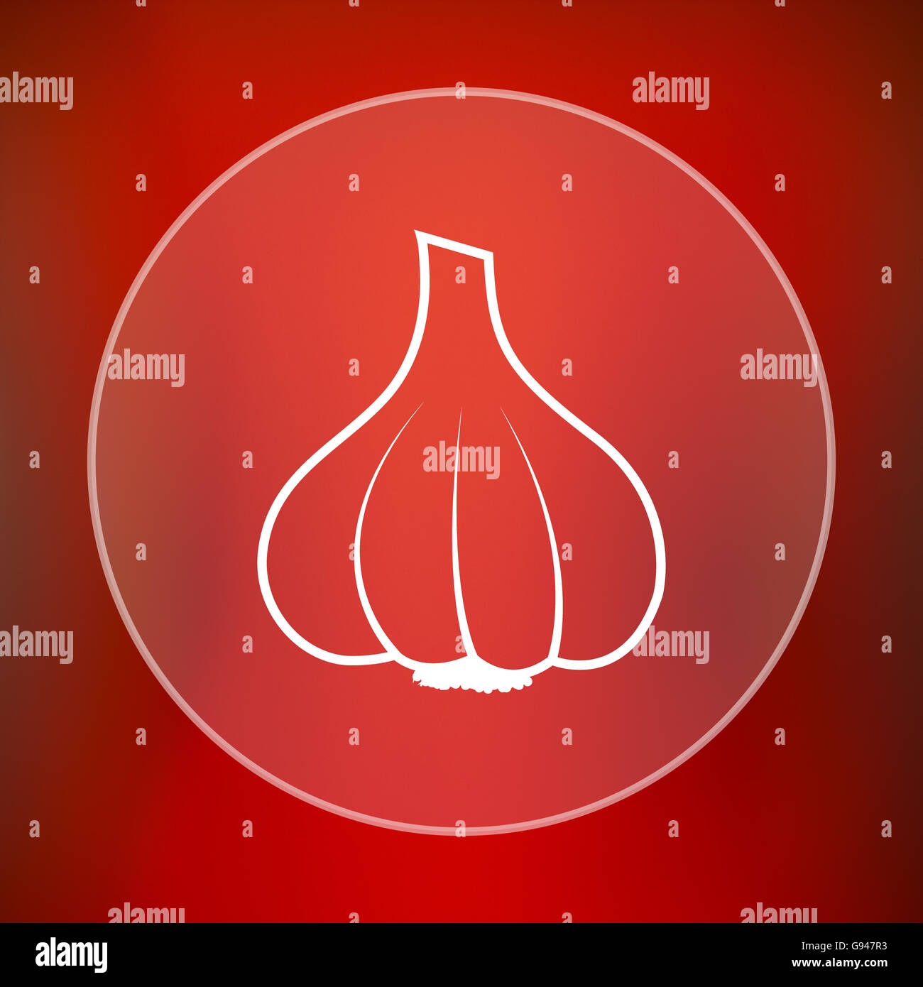 Garlic icon. Internet button on red background Stock Photo - Alamy