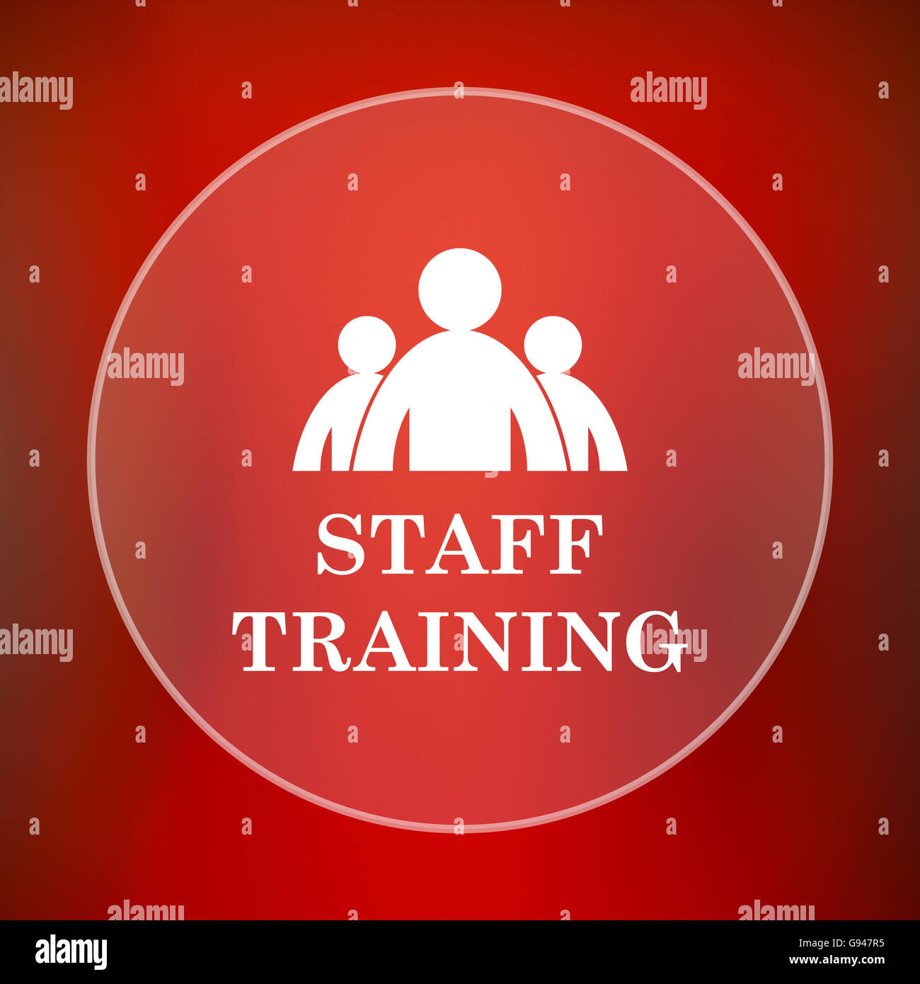 Staff training icon. Internet button on red background Stock Photo - Alamy