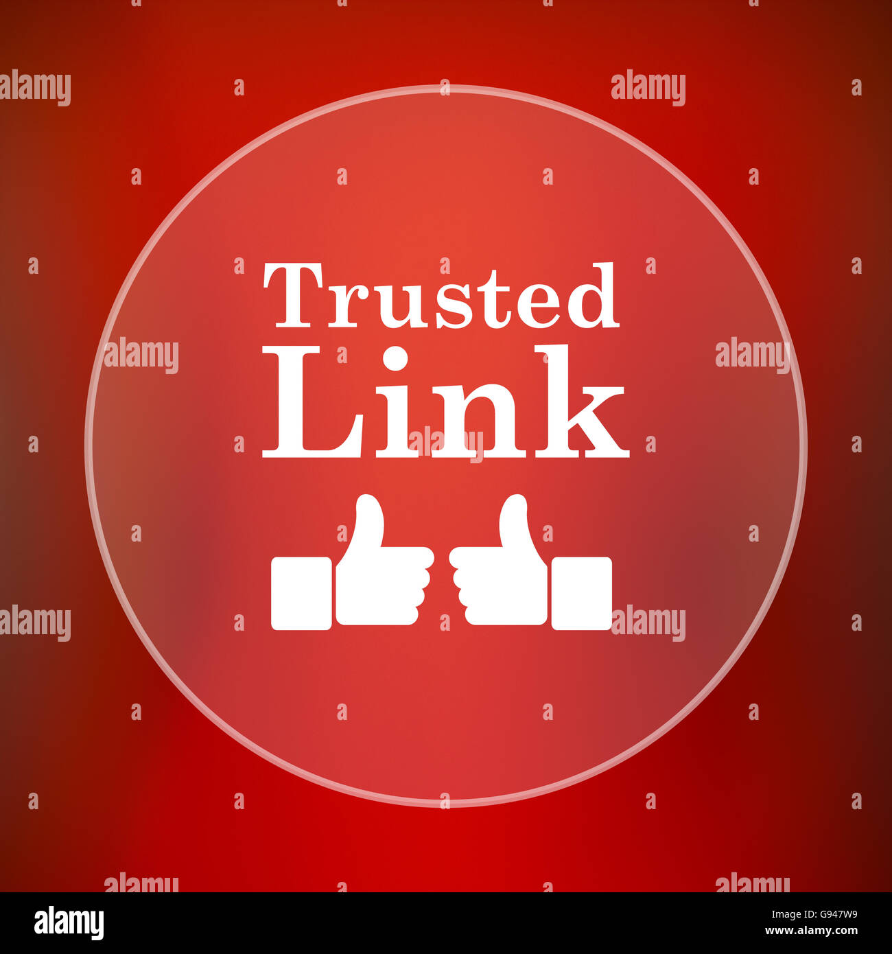 Trusted link icon. Internet button on red background Stock Photo - Alamy