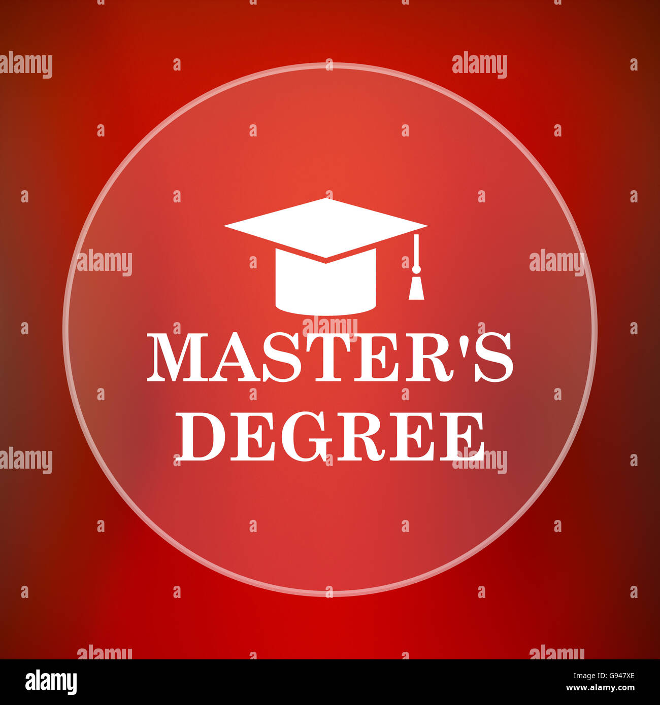 Master's degree icon. Internet button on red background Stock Photo - Alamy