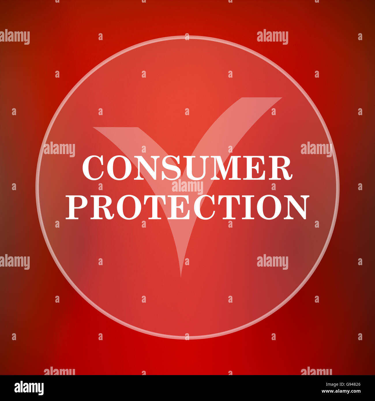 Consumer protection icon. Internet button on red background Stock Photo ...