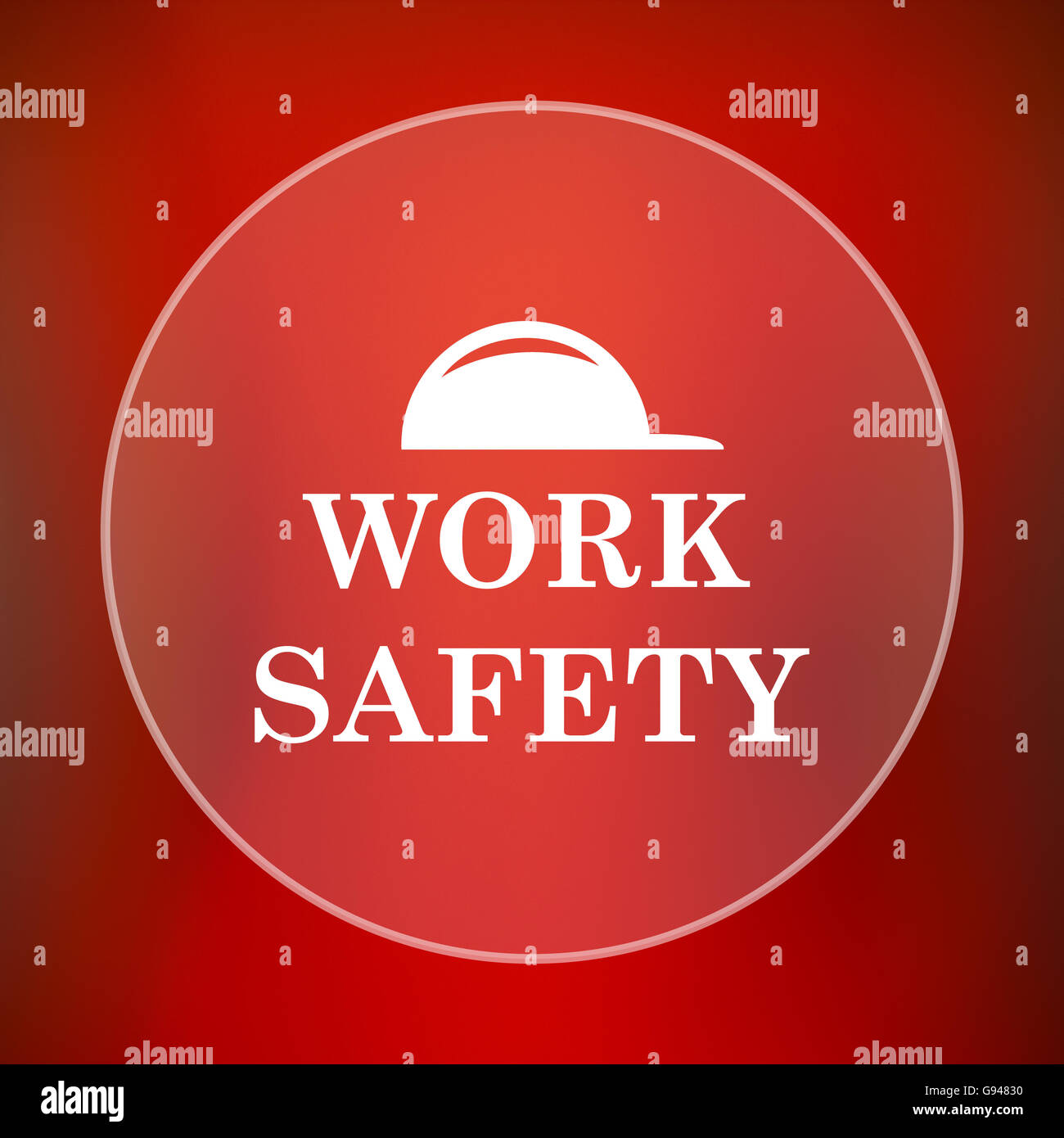 Work safety icon. Internet button on red background Stock Photo - Alamy