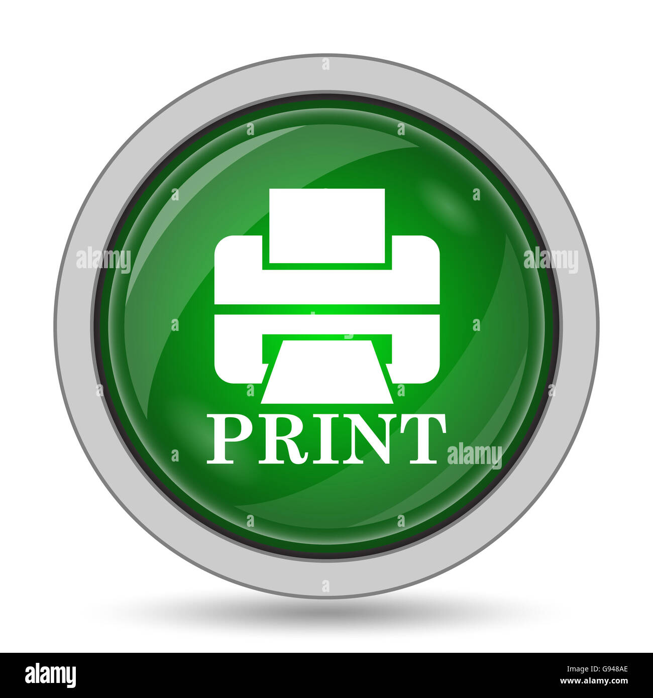 Printer with word PRINT icon. Internet button on white background Stock ...