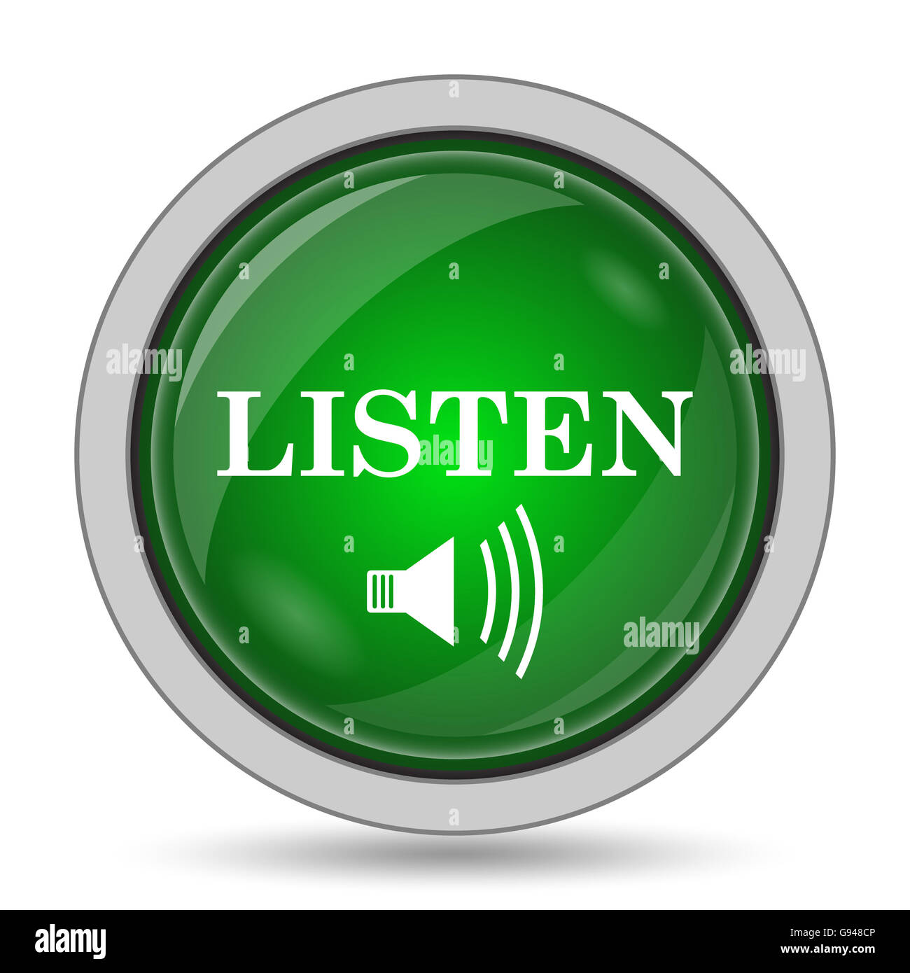 Listen icon. Internet button on white background Stock Photo - Alamy