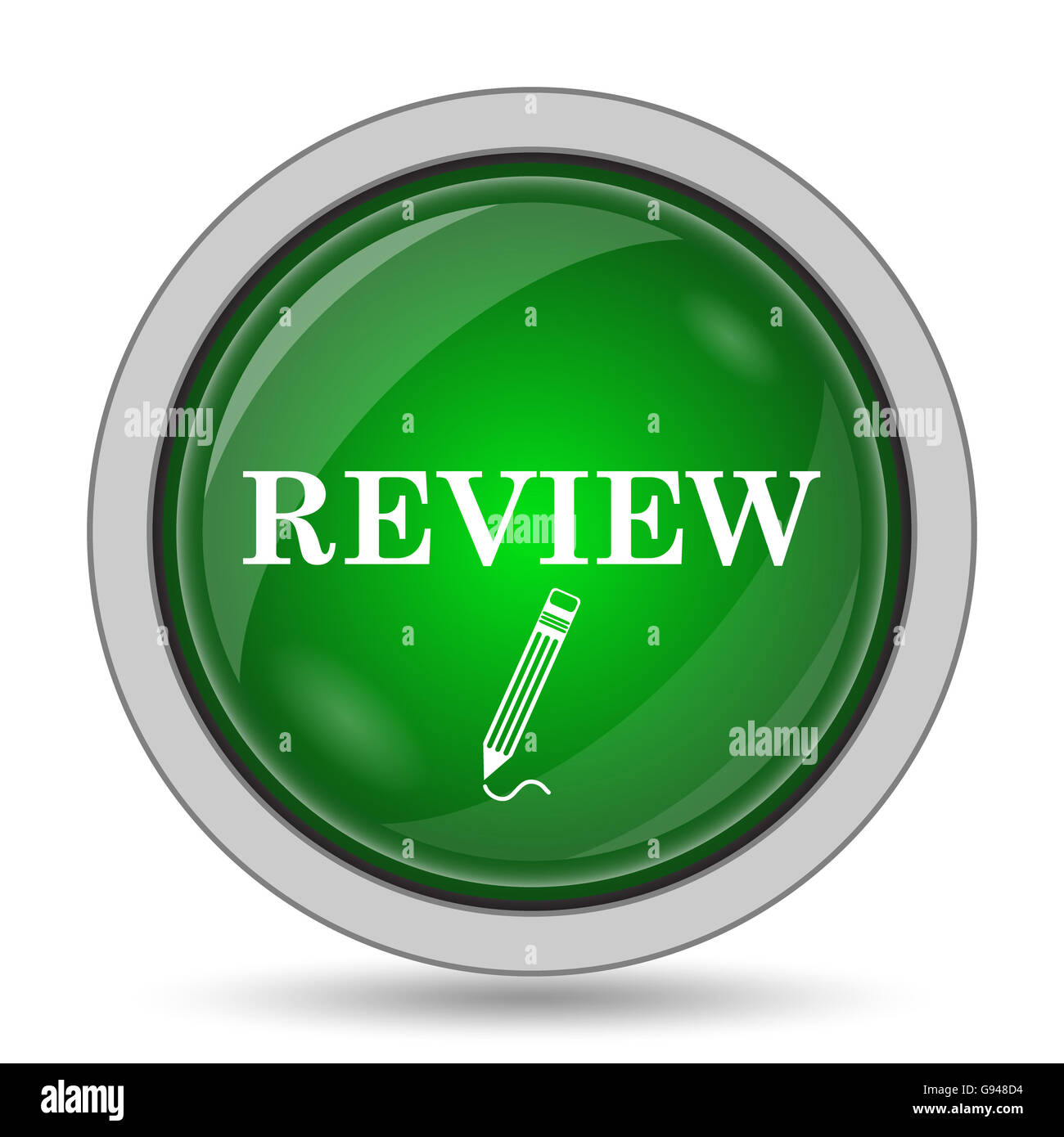 Review icon. Internet button on white background Stock Photo - Alamy