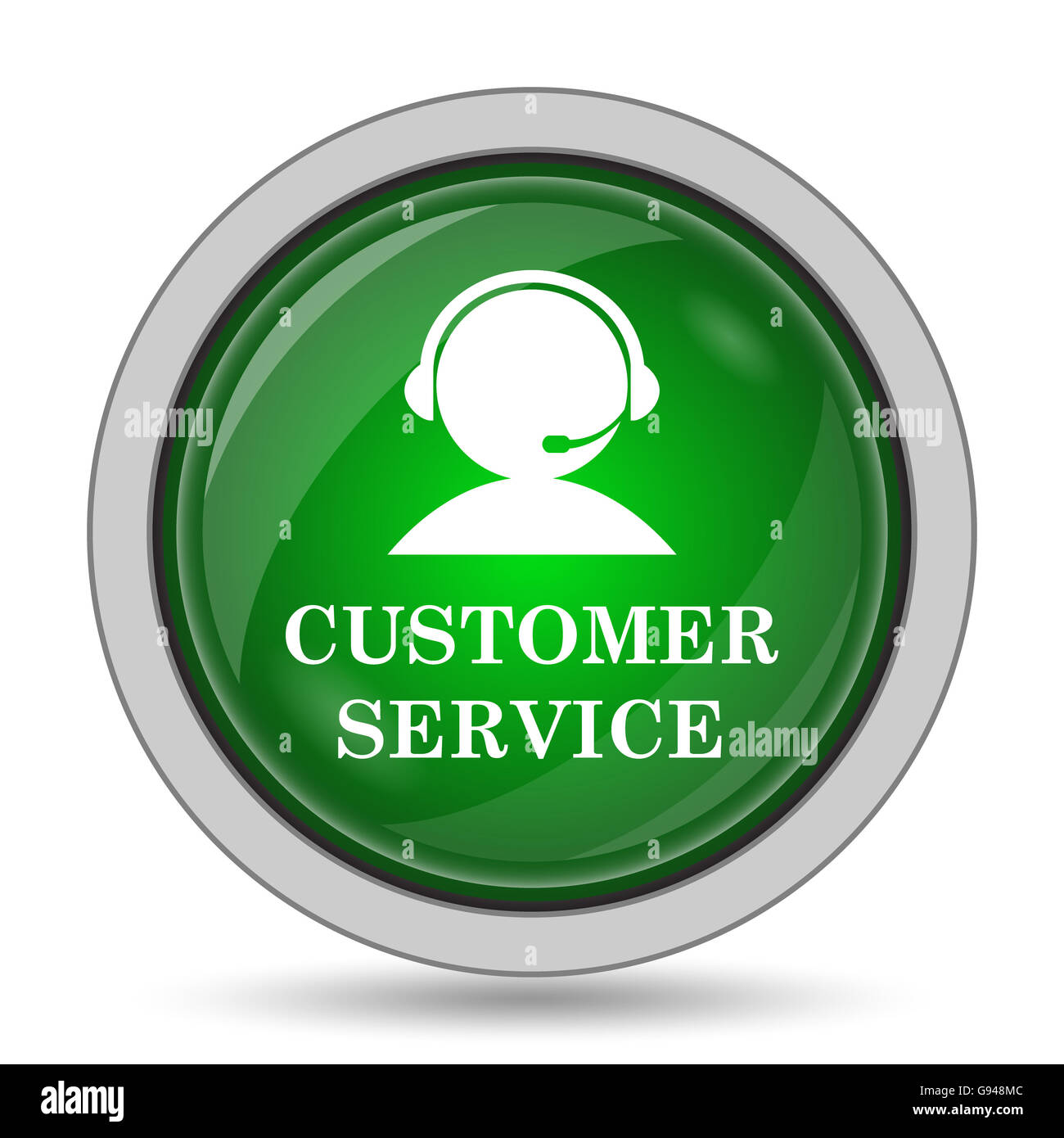 Customer service icon. Internet button on white background Stock Photo ...