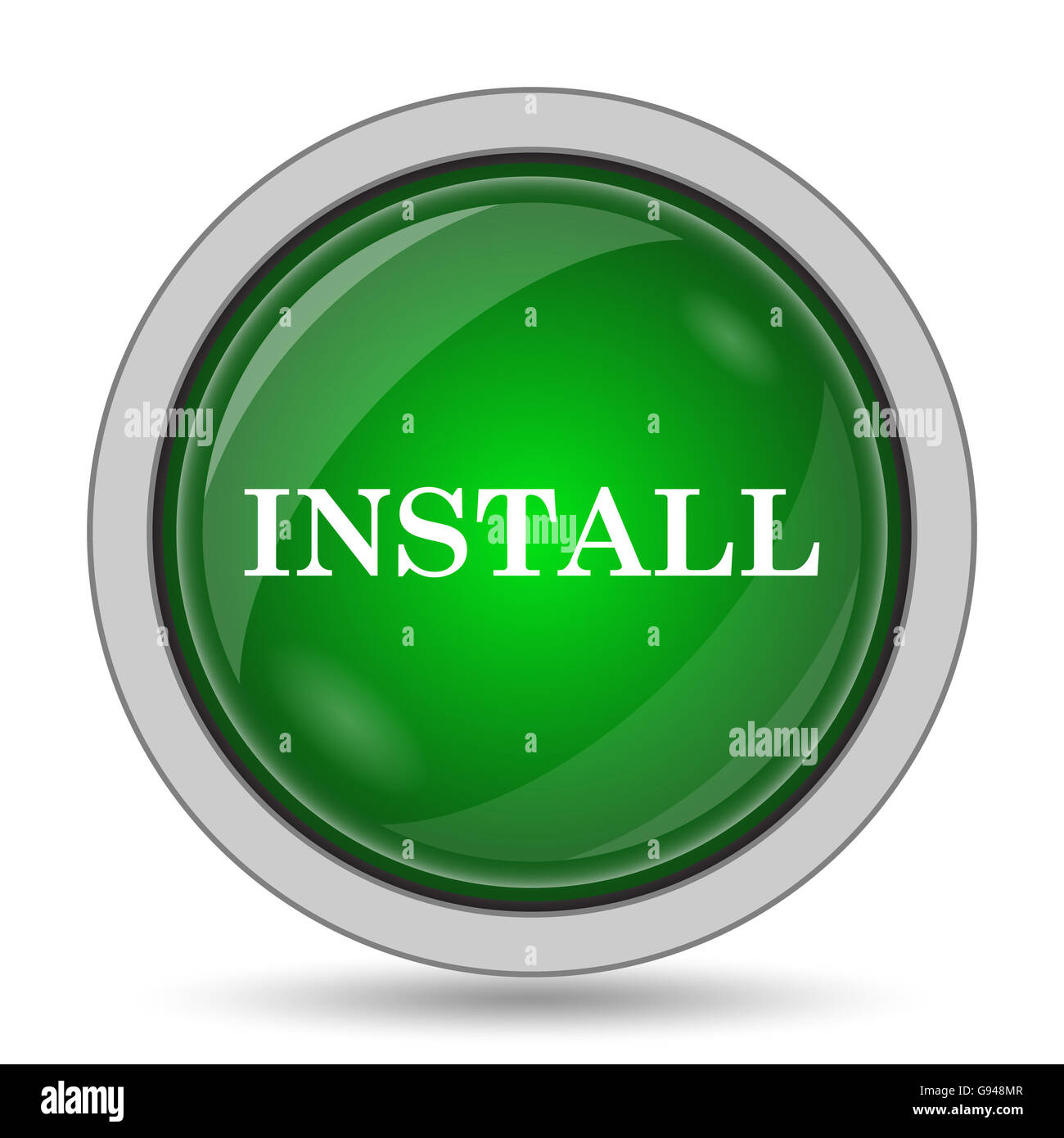 Install icon. Internet button on white background Stock Photo - Alamy
