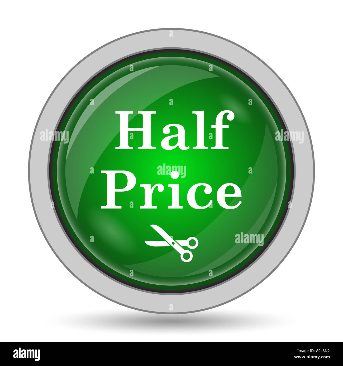 Half price icon. Internet button on white background Stock Photo - Alamy