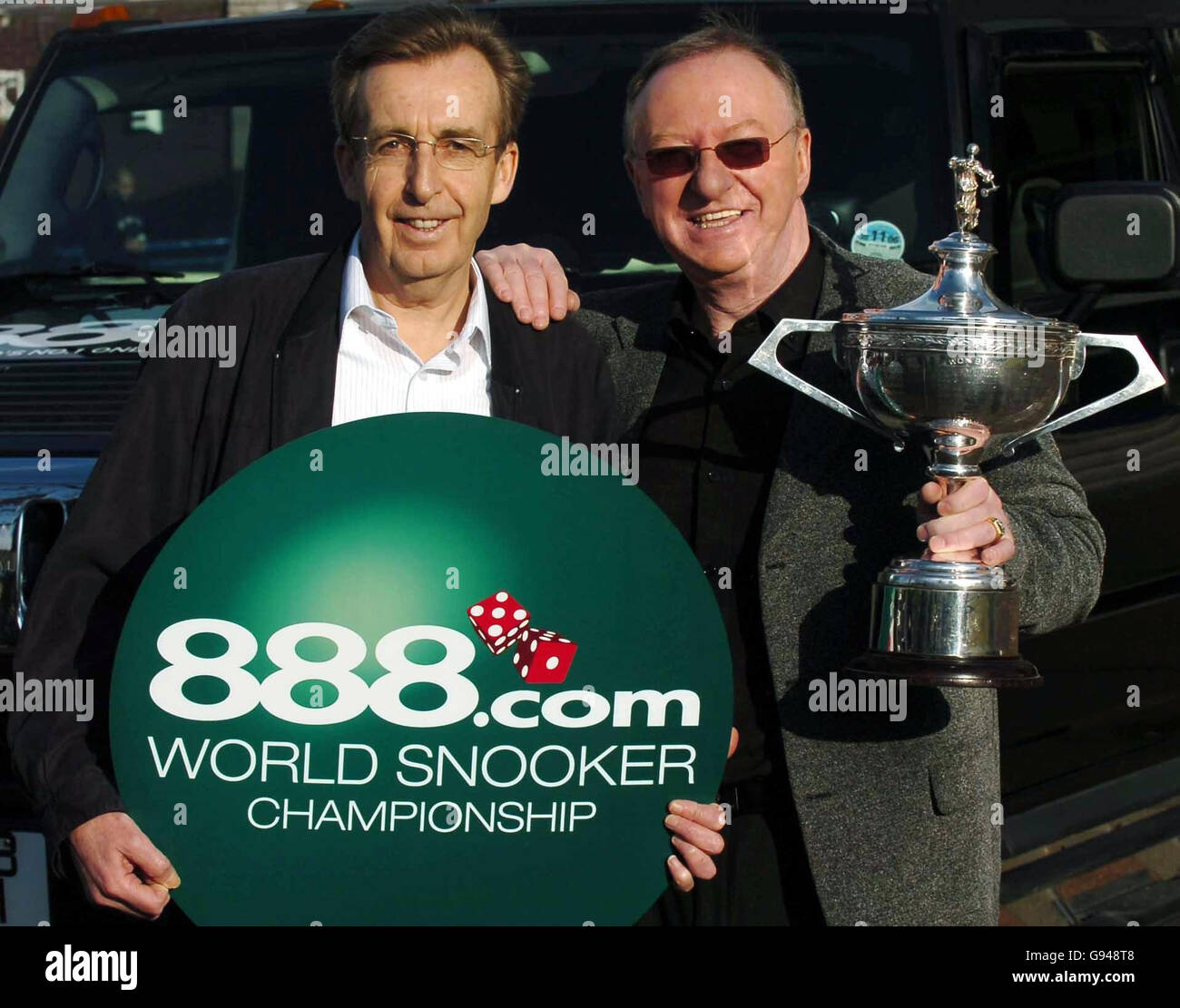 Former World Snooker Champions Terry Griffiths (L) and Dennis Taylor ...