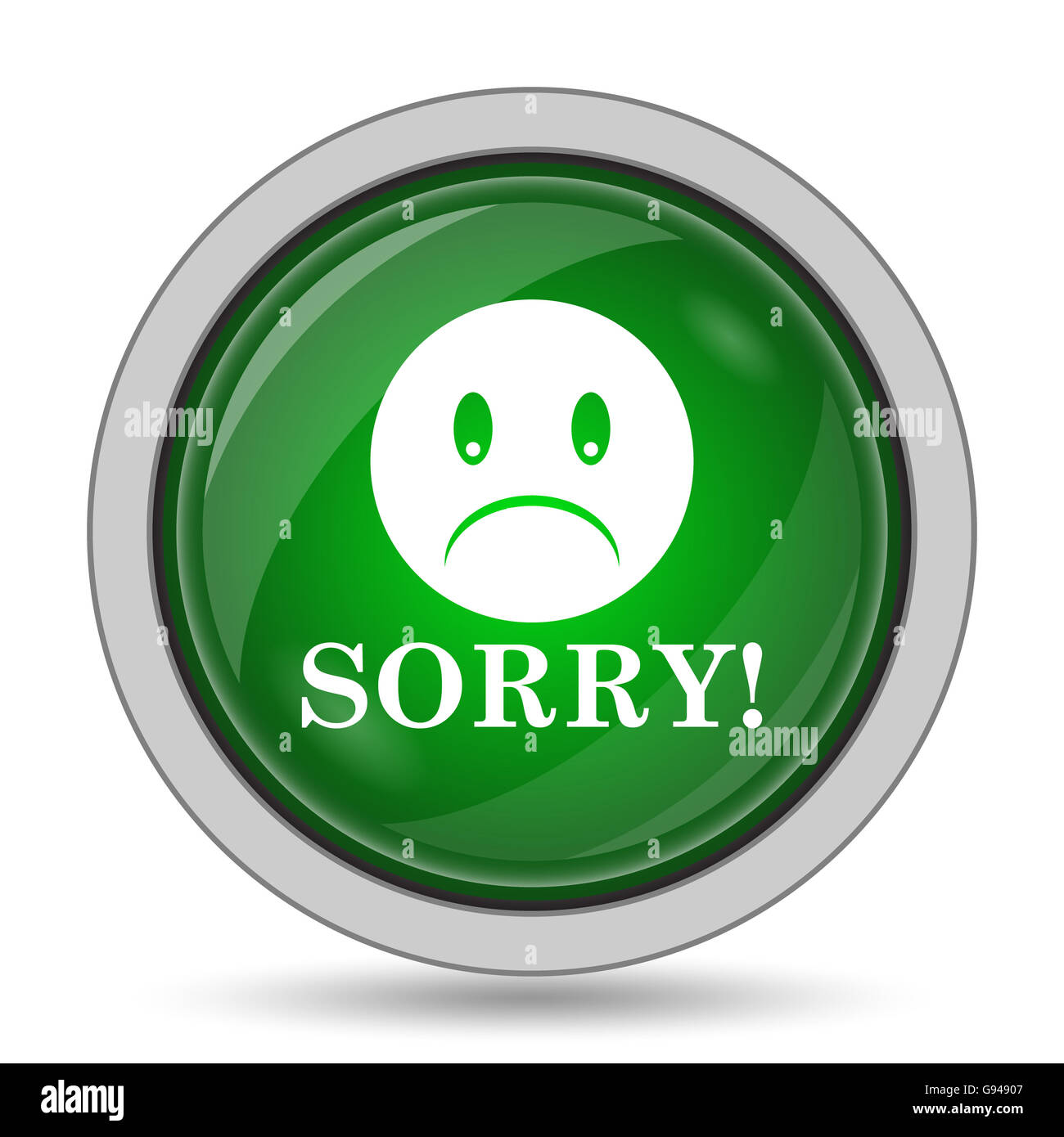 Sorry icon. Internet button on white background Stock Photo - Alamy