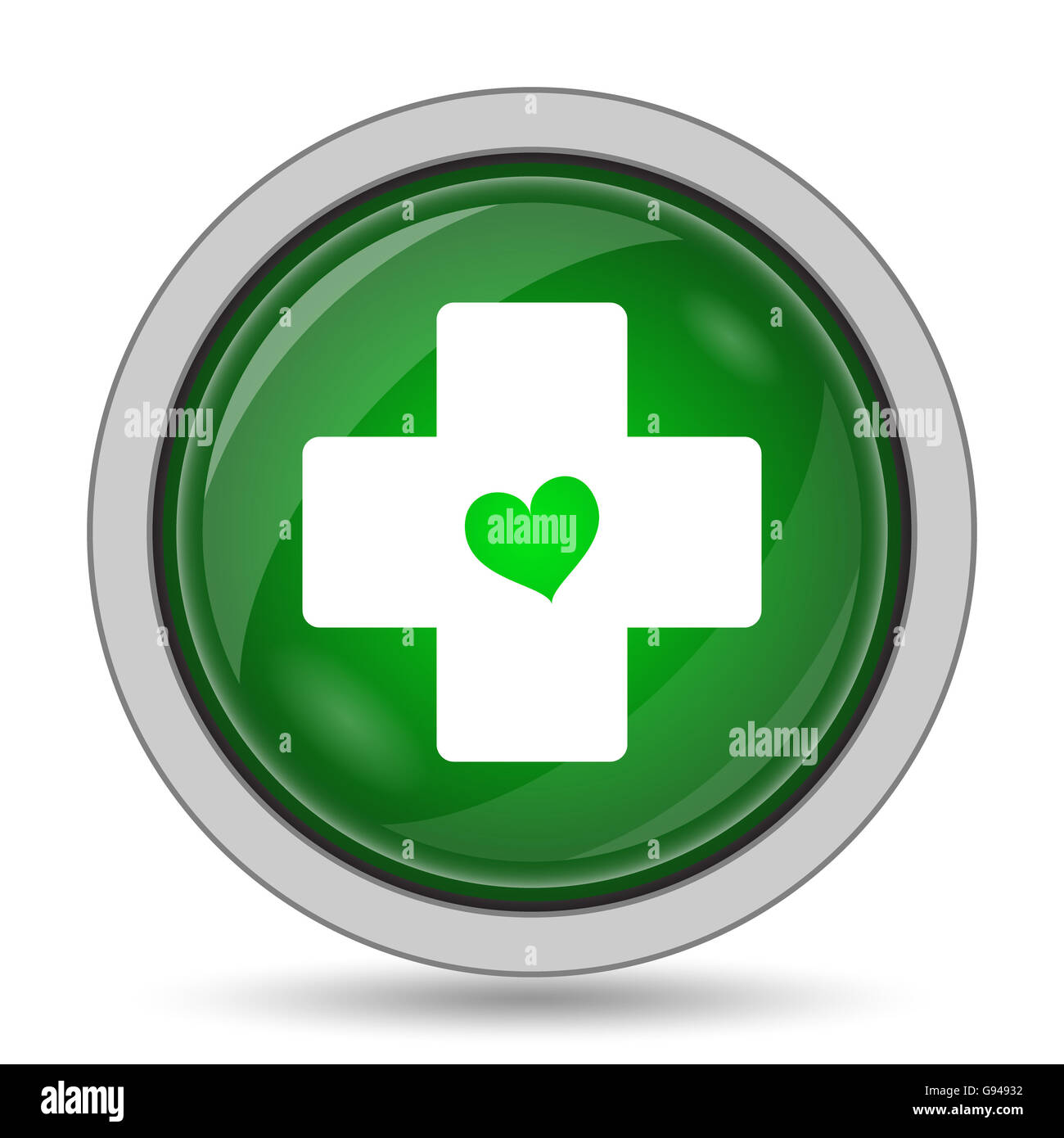 Cross with heart icon. Internet button on white background Stock Photo ...