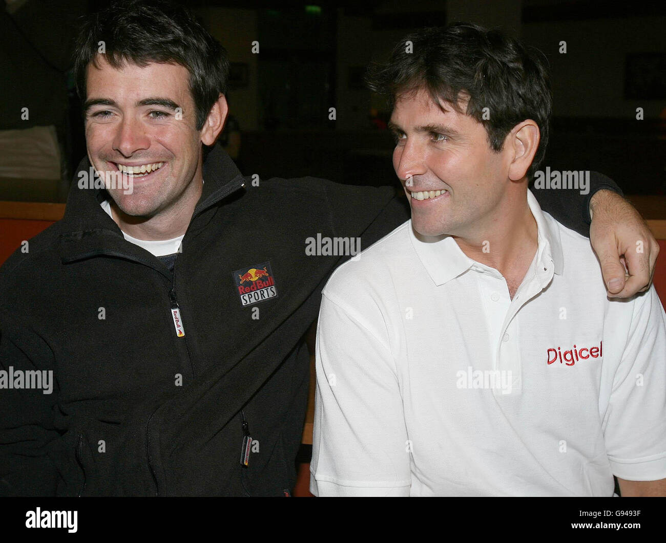 Shipwrecked Irish rowers Gearoid Towey (left) and Ciaran Lewis speaking ...