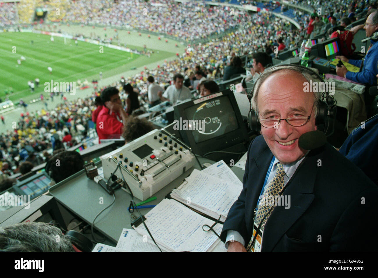 Itv commentator brian moore commentating on his last ever match hi-res ...