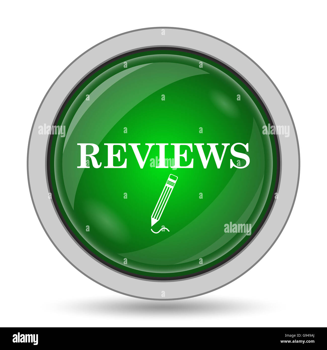 Reviews icon. Internet button on white background Stock Photo - Alamy