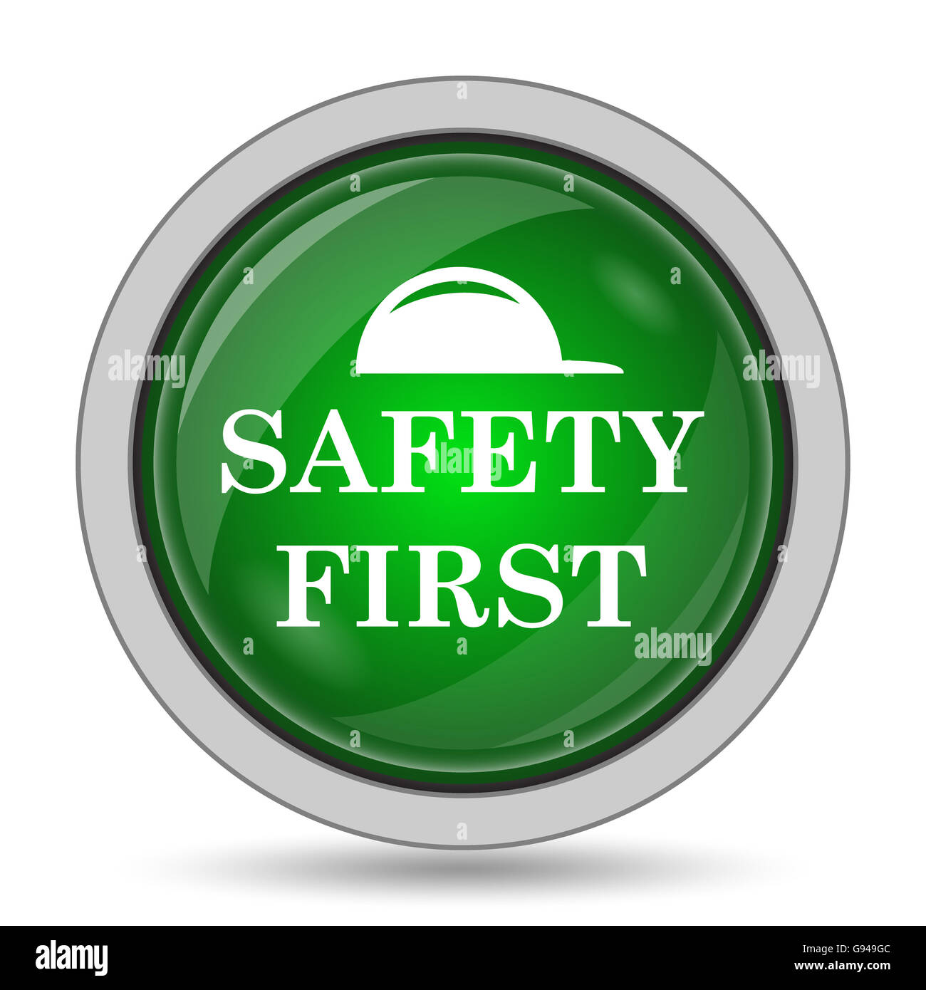 Safety first icon. Internet button on white background Stock Photo - Alamy