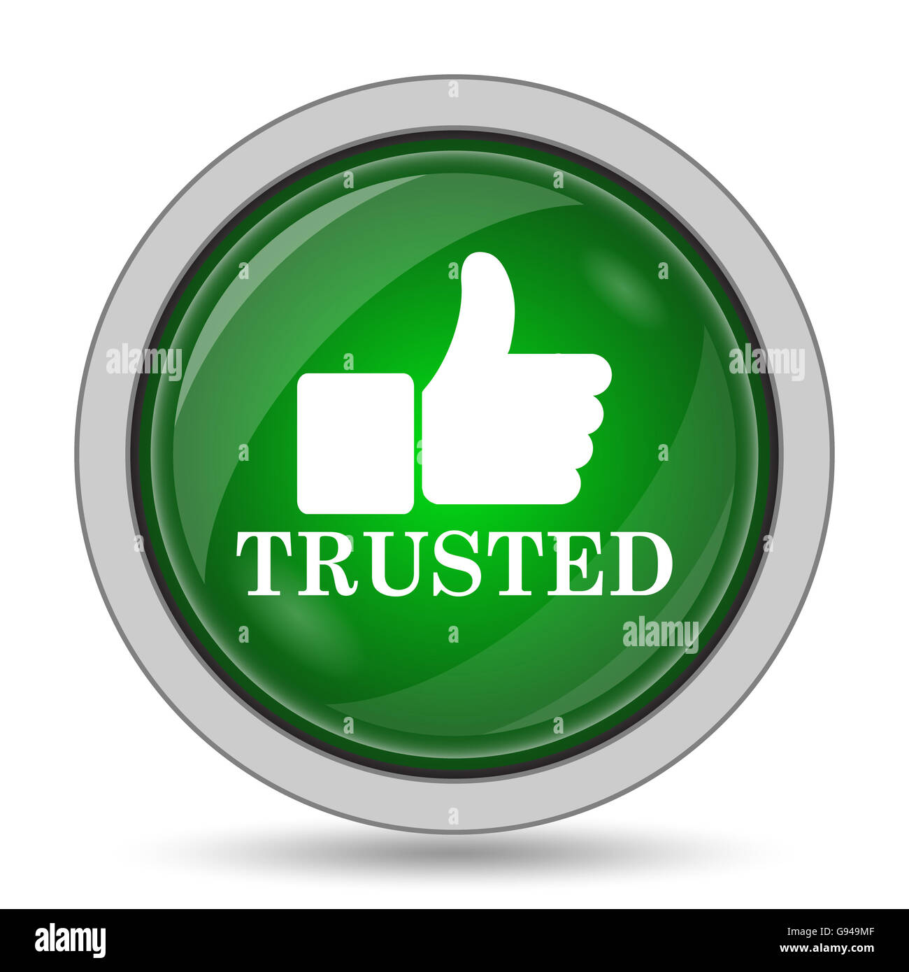 Trusted icon. Internet button on white background Stock Photo - Alamy