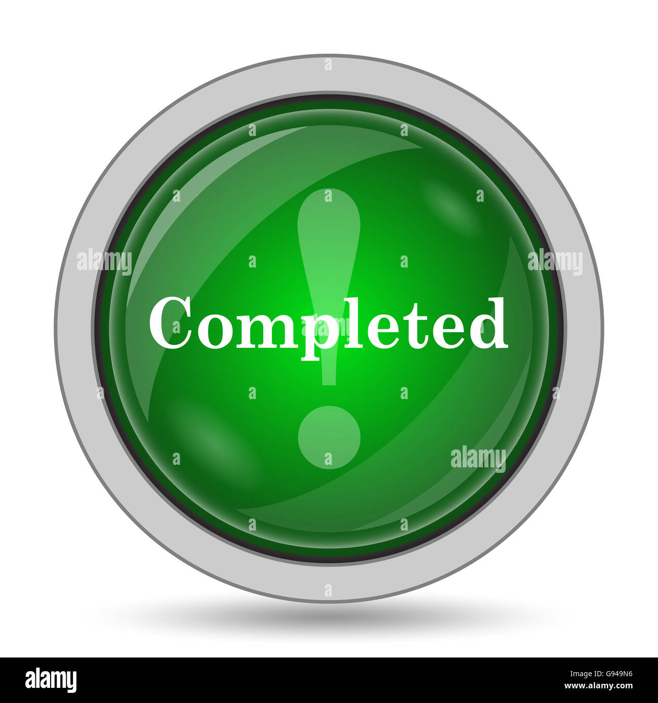Completed icon. Internet button on white background Stock Photo - Alamy