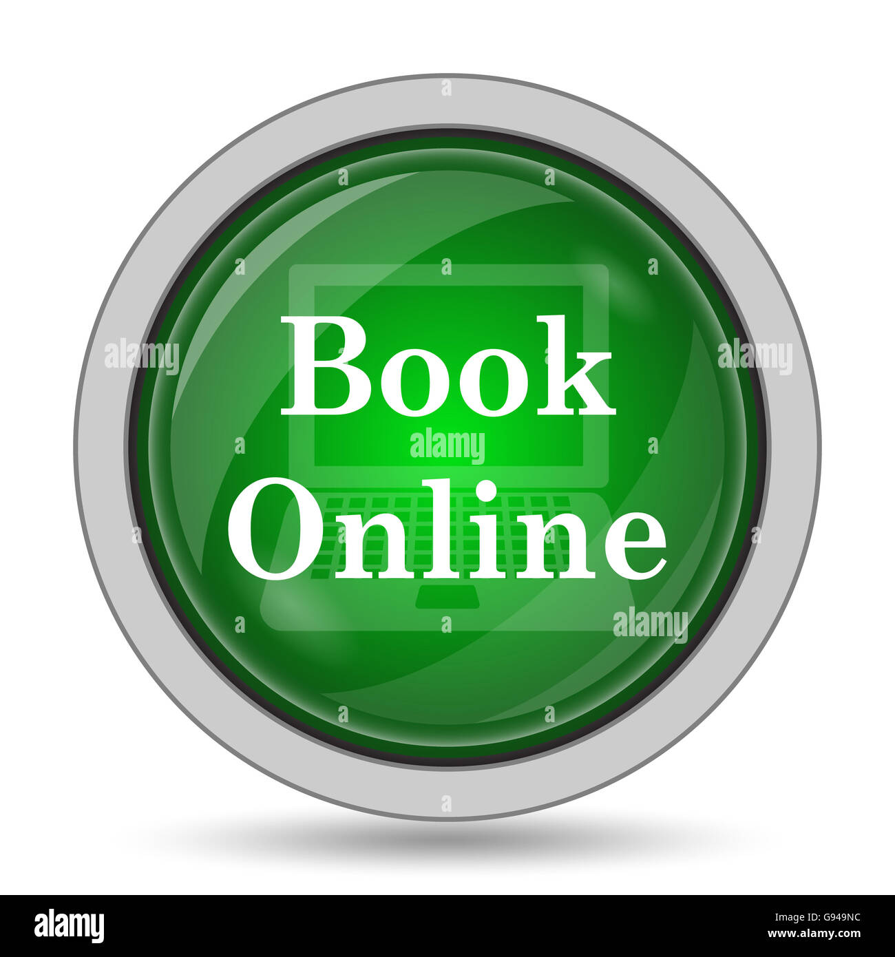 Book online icon. Internet button on white background Stock Photo - Alamy