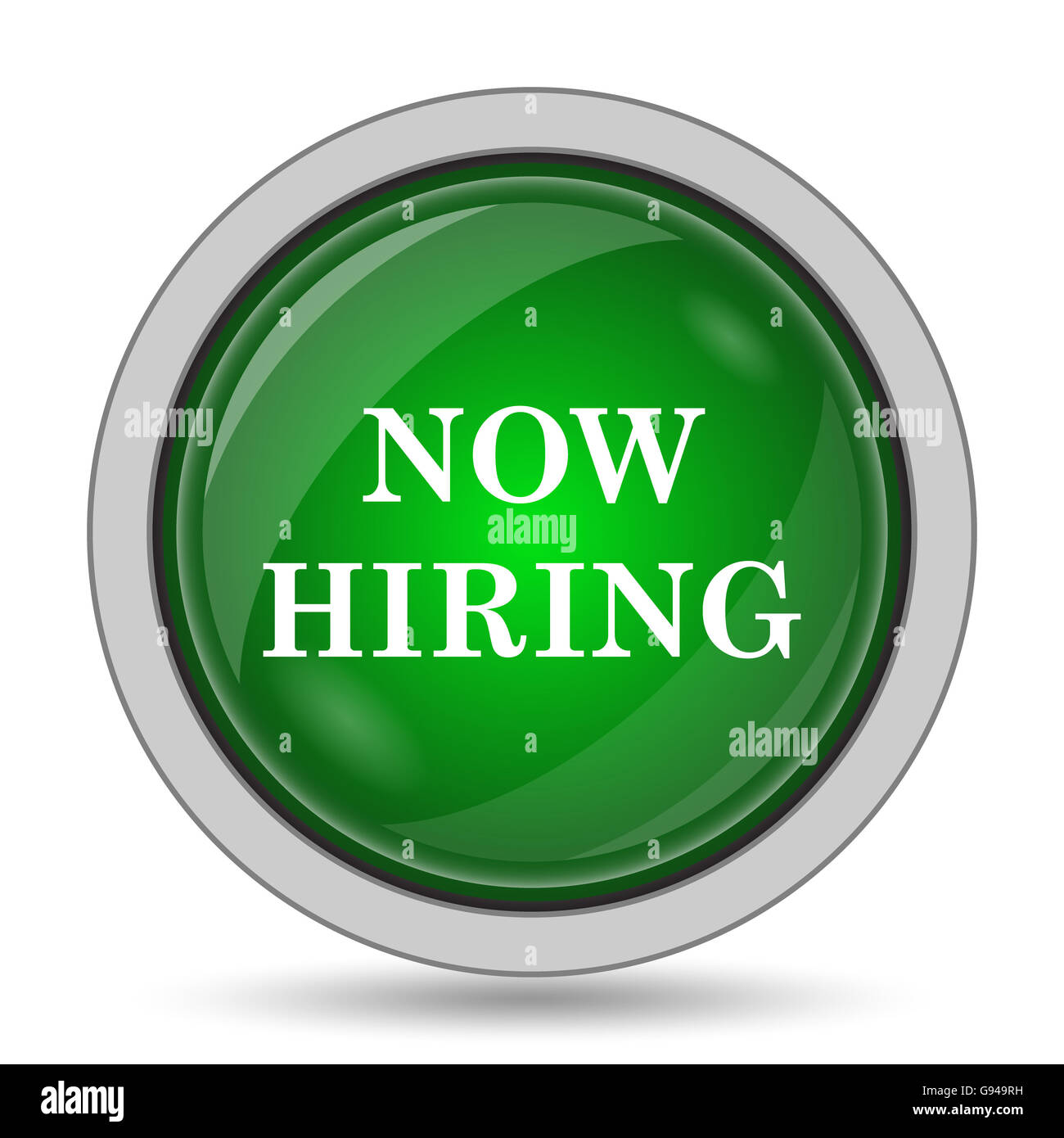 Now hiring icon. Internet button on white background Stock Photo - Alamy