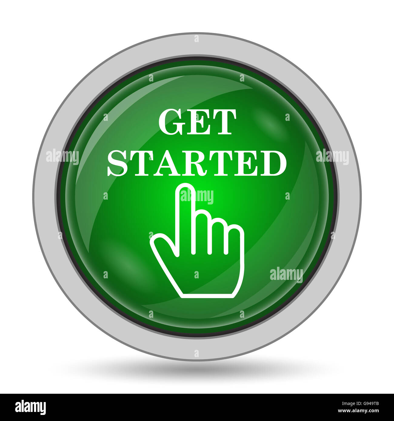 Get started icon. Internet button on white background Stock Photo - Alamy