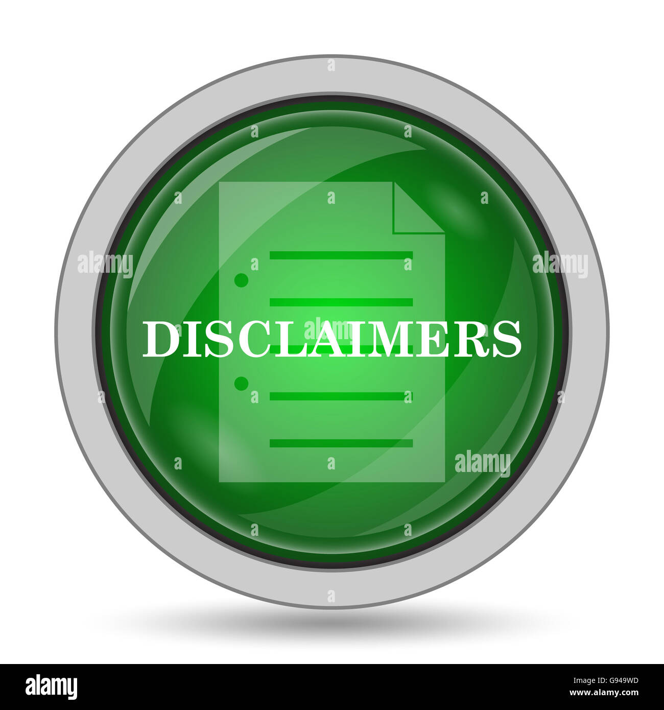 Disclaimers icon. Internet button on white background Stock Photo - Alamy