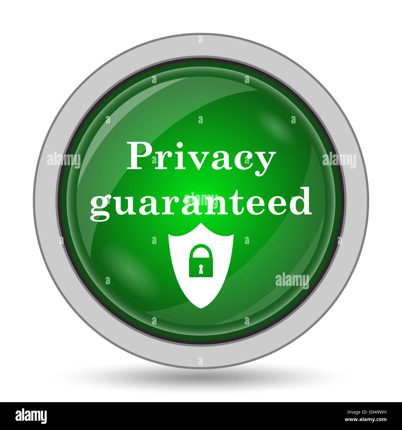 Privacy guaranteed icon. Internet button on white background Stock ...