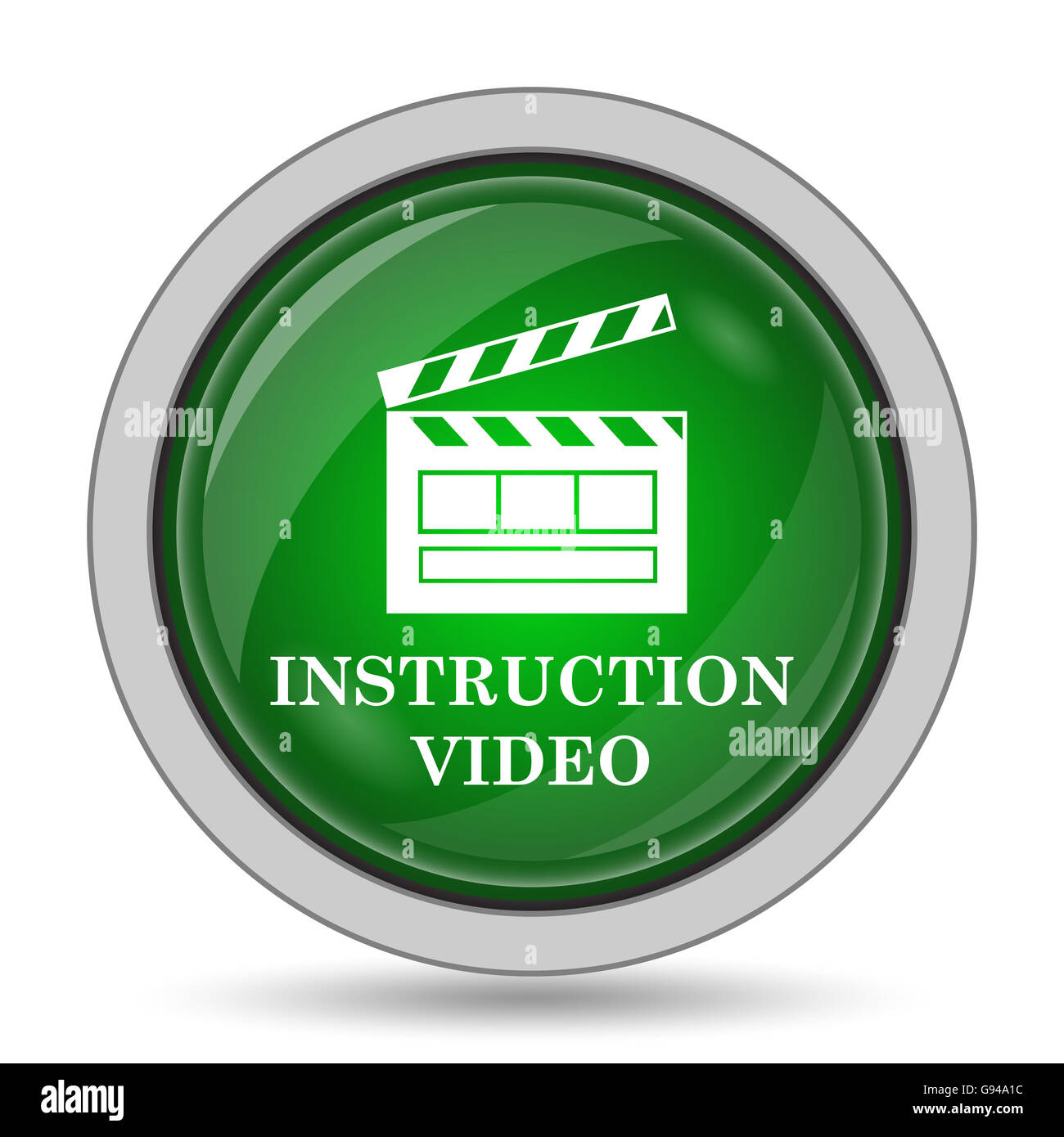 Instruction video icon. Internet button on white background Stock Photo ...