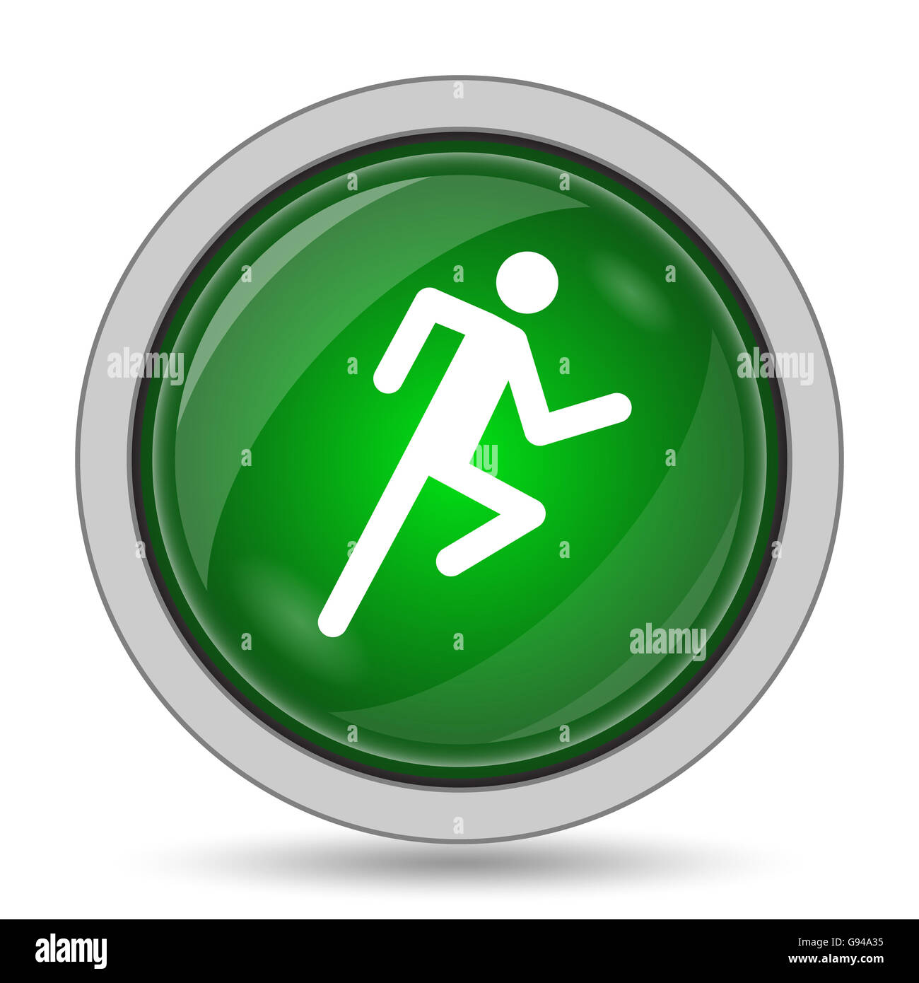 Running man icon. Internet button on white background Stock Photo - Alamy