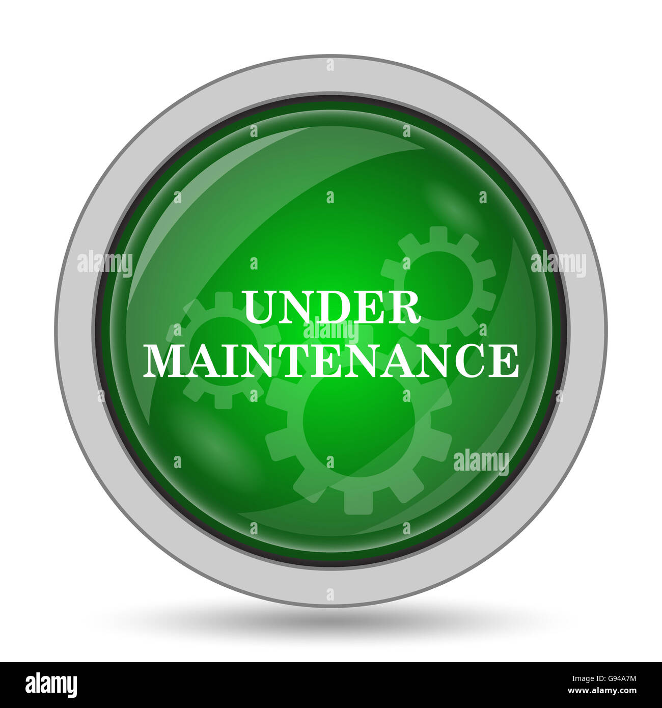 Under maintenance icon. Internet button on white background Stock Photo ...
